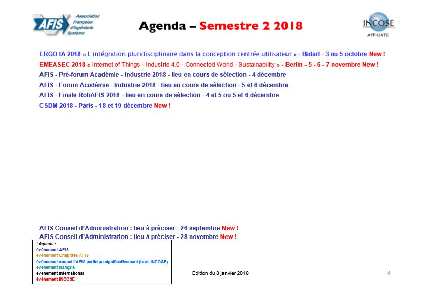 Les événements majeurs AFIS pour 2018 - AFIS Les événements majeurs AFIS pour 2018 - AFIS