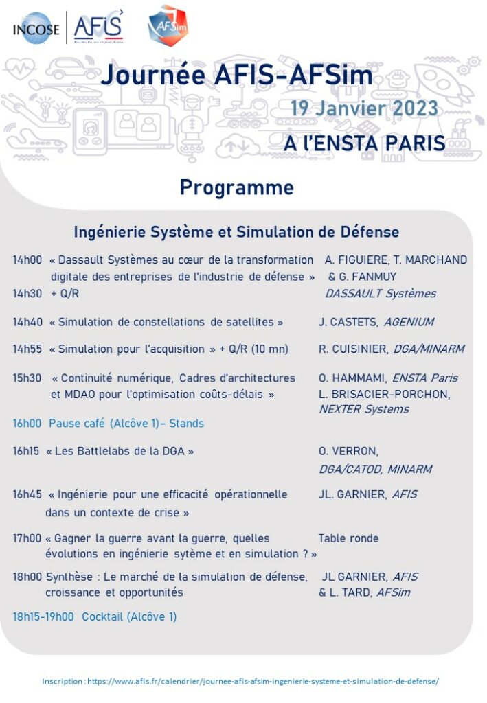 Journée AFIS-AFSIM : Ingénierie Système et simulation de défense