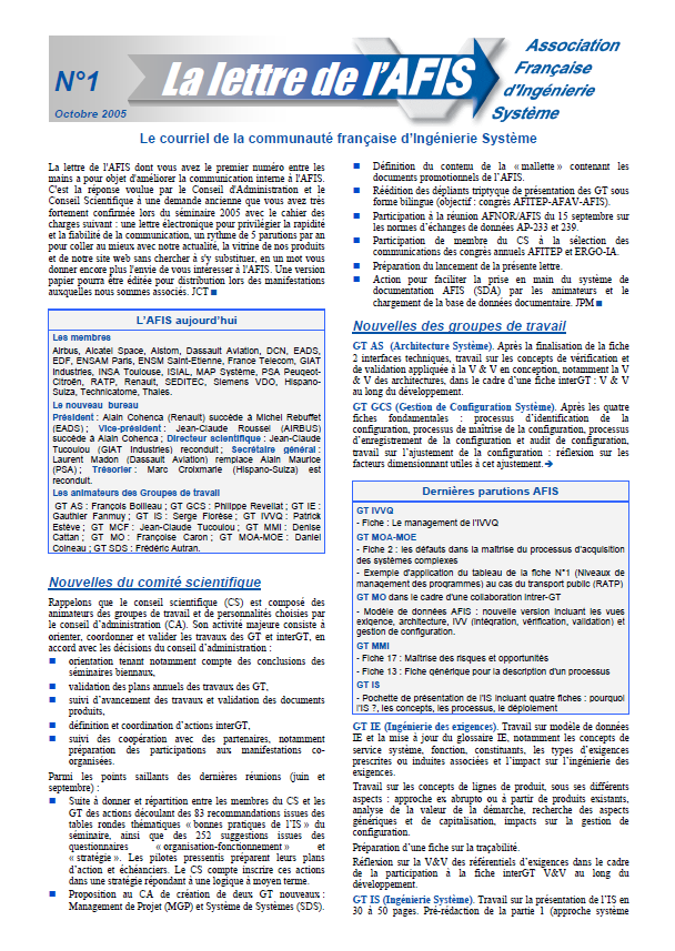 La Lettre AFIS, édition #1 - AFIS