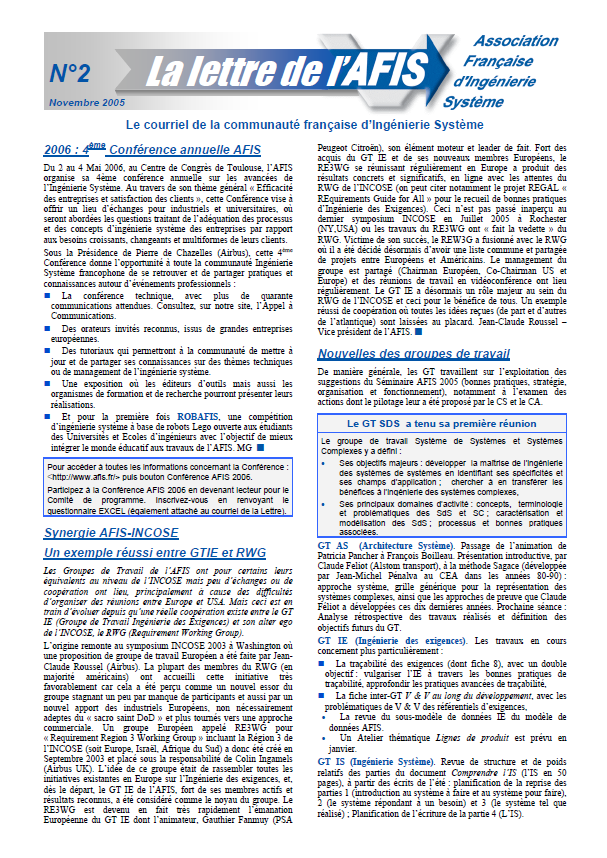 La Lettre AFIS, édition #2 - AFIS