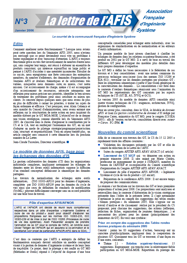 La Lettre AFIS, édition #3 - AFIS