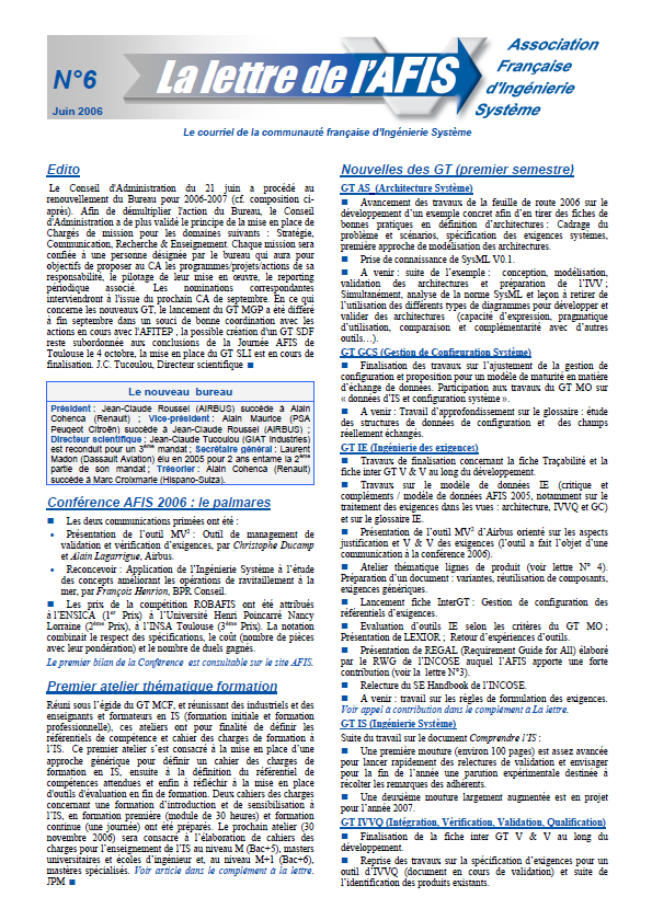 La Lettre AFIS, édition #6 - AFIS