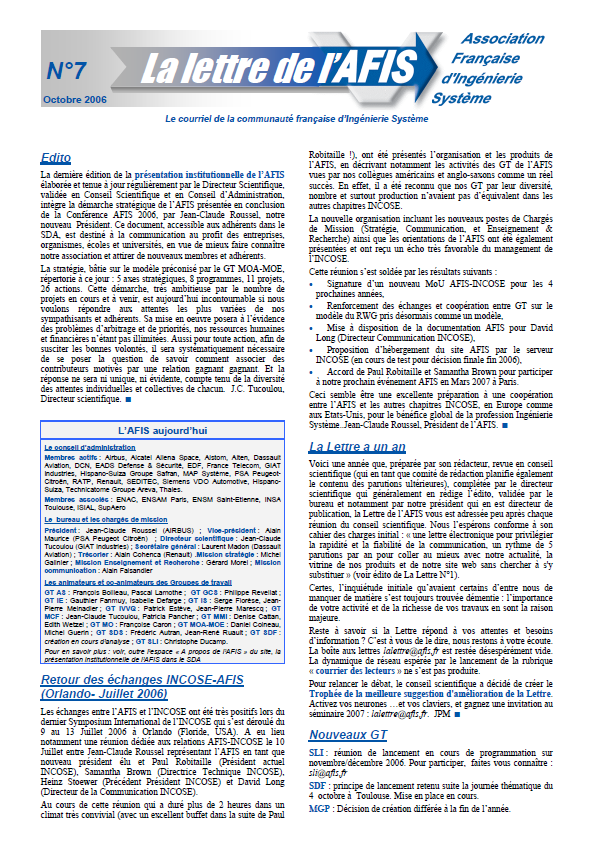 La Lettre AFIS, édition #7 - AFIS