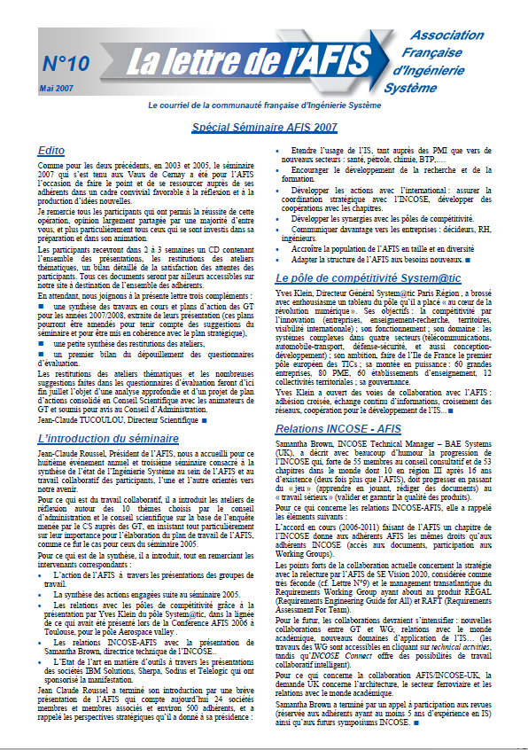 La Lettre AFIS, édition #10 - AFIS