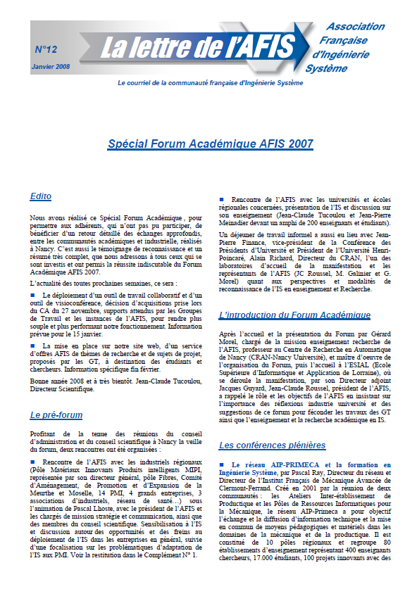 La Lettre AFIS, édition #12 - AFIS