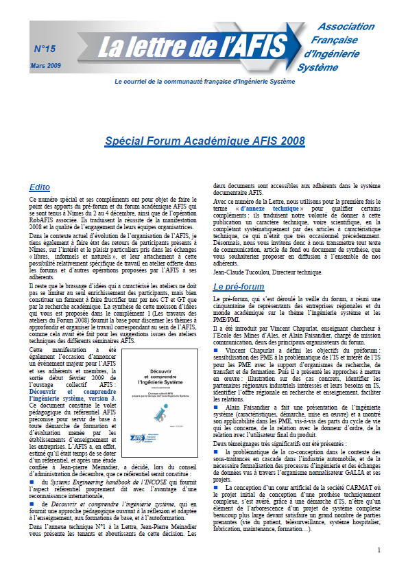 La Lettre AFIS, édition #15 - AFIS