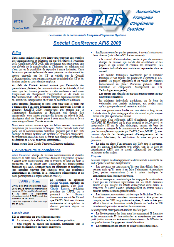 La Lettre AFIS, édition #16 - AFIS